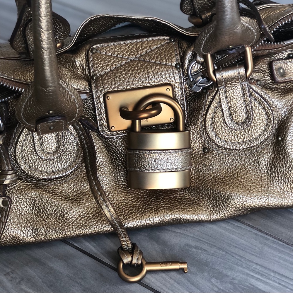 Gold Chlo Bronze Metallic Paddington Bag Purse - Gem